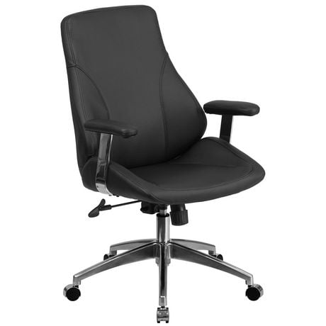 Click here for Flash Furniture Mid-Back Black Leather Smooth Upho... prices