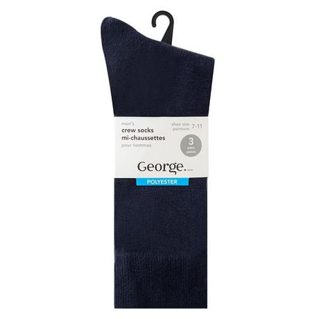 Click here for George Mens Dress Crew Socks 3-Pack Navy 7-11 prices