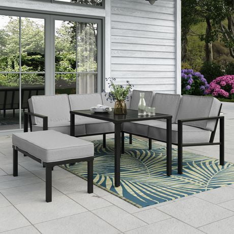 Mainstays Cobble Hill 3-Piece Patio Sectional Set - Grey, Versatile ...