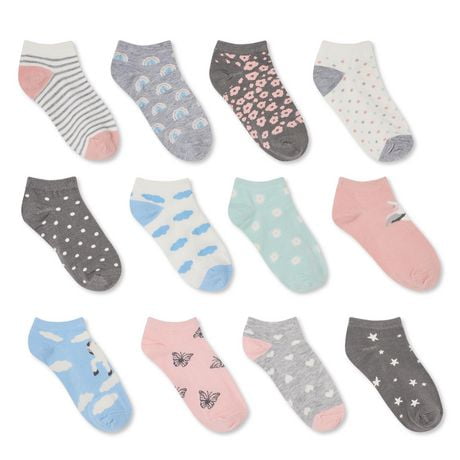 George Girls' Low-Cut Socks 12-Pack, Sizes 11/2-3/6 - Walmart.ca