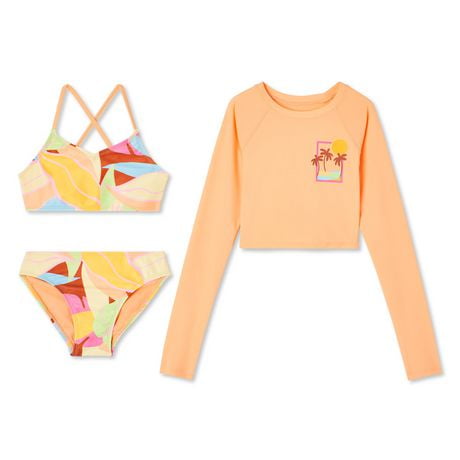 George Girls' Bikini and Rash Guard 3-Piece Set - Walmart.ca