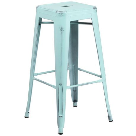 Click here for Flash Furniture 30 High Backless Distressed Green-... prices
