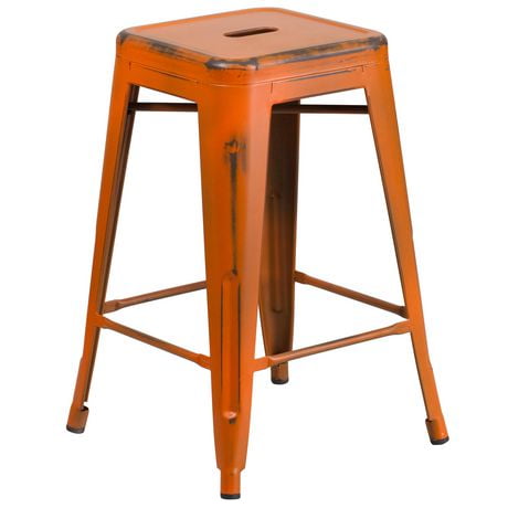 Click here for Flash Furniture 24 High Backless Distressed Orange... prices