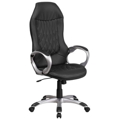 Click here for Flash Furniture High Back Black Vinyl Executive Sw... prices