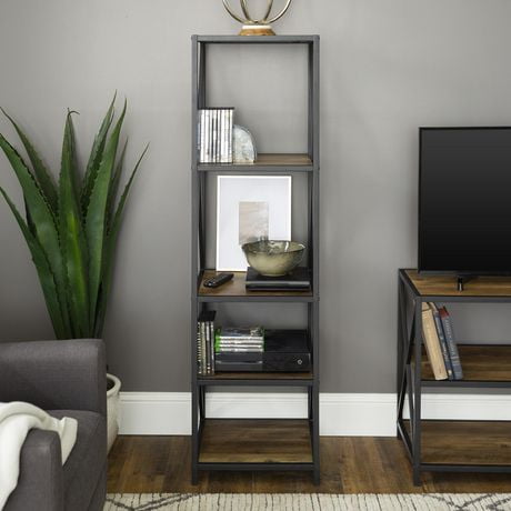 Click here for Manor Park 4 Shelf Metal Wood Tall Bookcase - Mult... prices