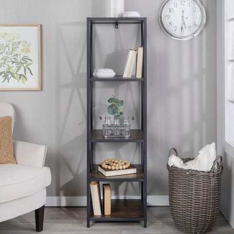 Click here for Manor Park 4 Shelf Metal Wood Tall Bookcase - Mult... prices