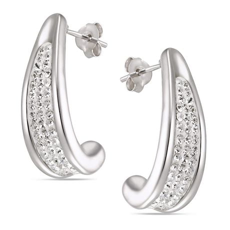 Quintessential Sterling silver Triple Row Large Clear Crystal J Stud ...