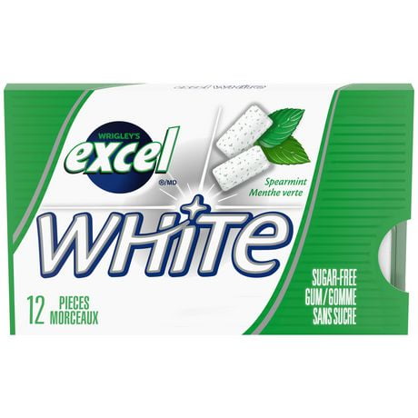 EXCEL White Spearmint, Teeth Whitening Sugar Free Chewing Gum, 12 ...