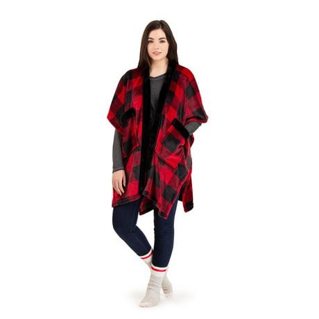 Click here for Safdie & Co. Throw Knit Tranquility Red Black Plai... prices