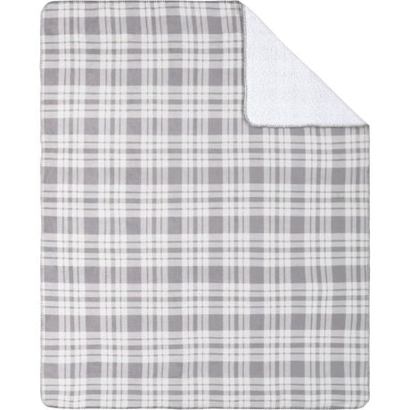 Click here for Safdie & Co. Throw Knit Flannel Sherpa Grey Plaid... prices