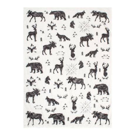 Click here for Safdie & Co. Throw Ribbed Printed Grey Wildlife Gr... prices