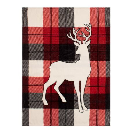 Click here for Safdie & Co. Throw Ribbed Printed Red Deer On Plai... prices