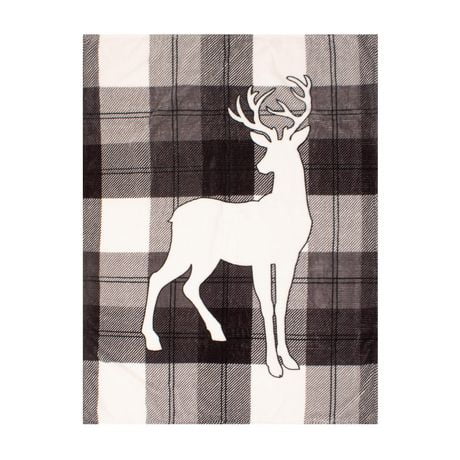 Click here for Safdie & Co. Throw Ribbed Printed Grey Deer On Pla... prices