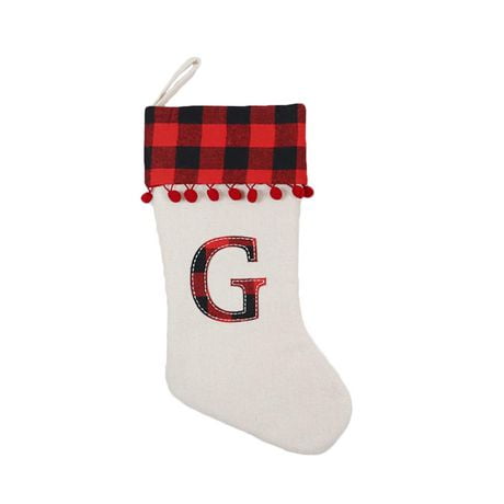 Holiday Time 19 inches Plaid Monogram Stocking with letter "G" - Walmart.ca