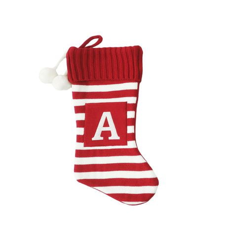 Holiday Time 19 inches Knit Monogram Stocking with letter "A", Red ...