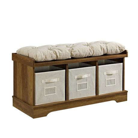 Manor Park Modern Farmhouse Entryway Storage Bench with Storage Totes ...