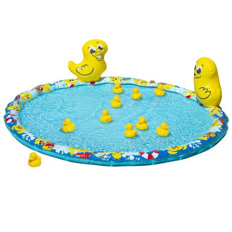 Banzai Jr. Inflatable Water-Sprinkling Mat Duck Duck Splash, Includes ...