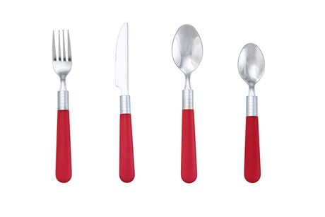 Mainstays 16-Piece Red Flatware Set in Round Caddy - Walmart.ca