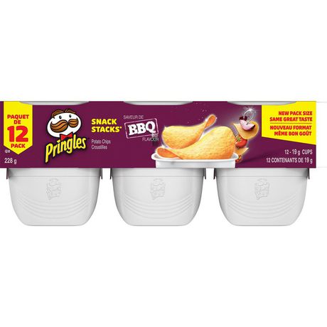 Pringles Snack Stacks BBQ Flavour Potato Chips 12 x 19g | Walmart Canada