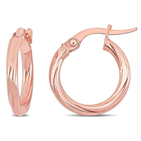 Click here for Miabella 10K Rose Gold Twisted Hoop Earrings Pink... prices