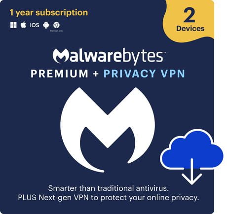 Malwarebytes Premium + Privacy VPN Bundle Bilingual 2-Device 1-Year ...