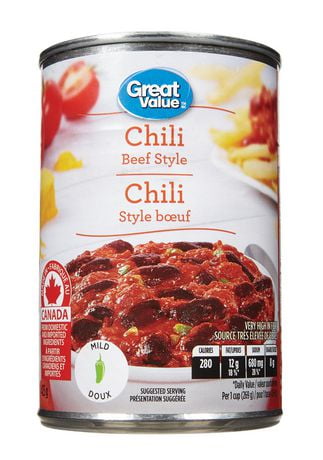 Great Value Beef Style Original Chili with Meat, 398 mL - Walmart.ca