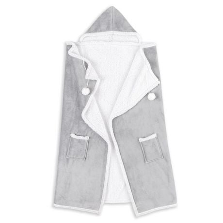 Click here for Safdie & Co. Hoodzy Blanket Solid Flannel Grey Gre... prices