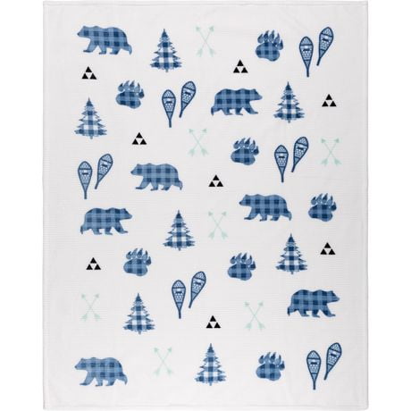 Click here for Safdie & Co. Throw Ribbed Printed Flannel Blue Sig... prices