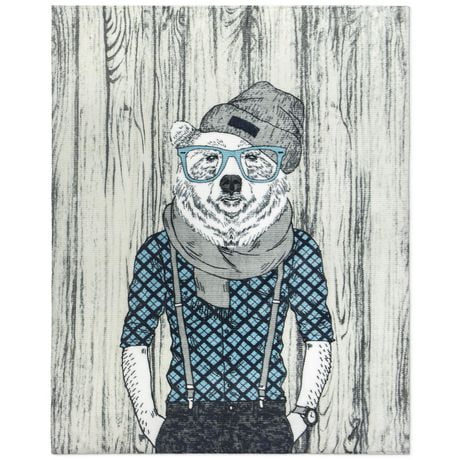 Click here for Safdie & Co. Throw Knit Flannel Hipster Bear Multi... prices