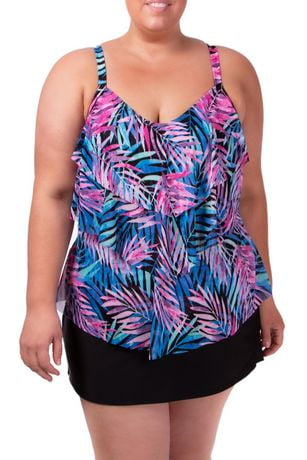 Ibiza Plus size tiered tankini with soft cups, adjustable straps and ...