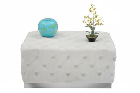 Click here for K-Living Portia Tufted Velvet Ottoman In Beige Wit... prices