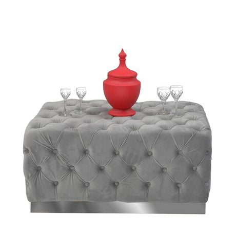Click here for K-Living Portia Tufted Velvet Ottoman In Grey With... prices