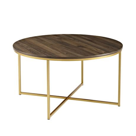 Click here for Manor Park Modern Round Coffee Table Dark Walnut/G... prices