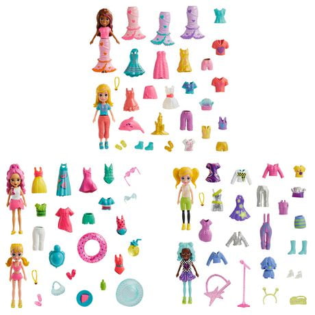 Polly Pocket 2 Dolls and 25 Accessories, Watermelon-Scented Fruity Pool ...