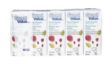 Great Value Fruit Punch Drink, 10X200ML, Great Value Fruit Punch Drink ...