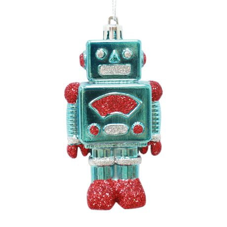 Holiday Time Blue Glitter Robot Decorative Ornament | Walmart Canada