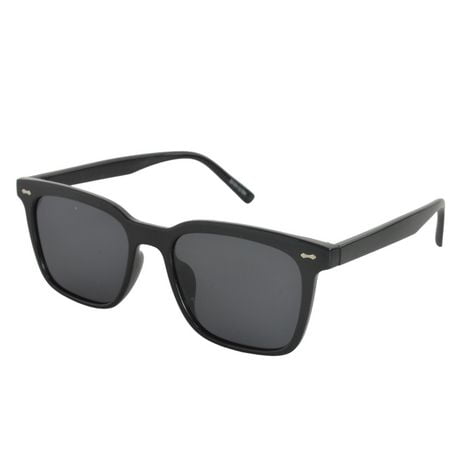 Lunettes de soleil George pour Homme carrées noires brillantes - Walmart.ca