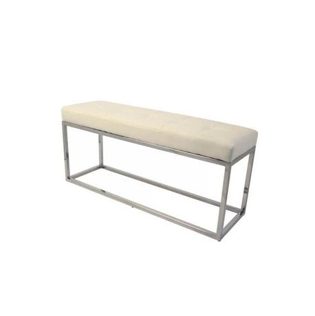 Click here for Heavenly Collection White Leather Bench White # prices