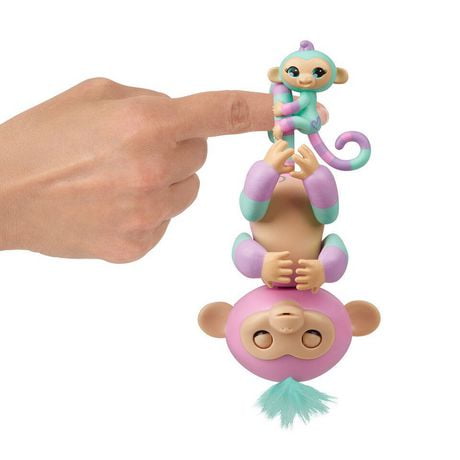 Fingerlings Baby Monkey & Mini Bffs - Ashley & Chance (Pink-Turquoise ...
