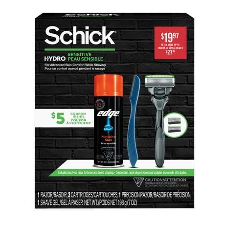 Schick Hydro Sensitive Skin Gift Set, 5-Blade Razor, Edge Sens Shave ...