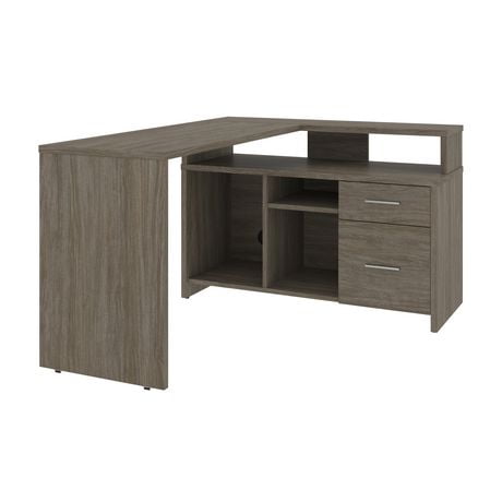 Click here for Bestar Equinox 57W L-Shaped Desk In Walnut Grey Wa... prices