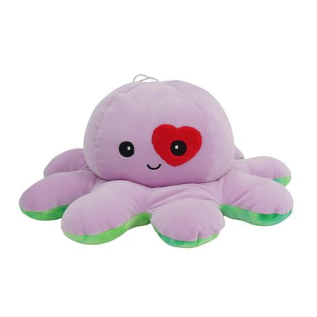 WAY TO CELEBTATE VALENTINE 13.5" REVERSIBLE PLUSH OCTOPUS-PURPLE/GREEN ...