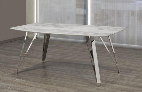Click here for Brassex Inc Ella Dining Table  White/Silver White/... prices