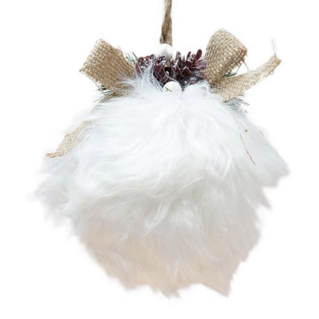 Holiday Time 150MM White Fur Ball Jumbo Ornament | Walmart Canada
