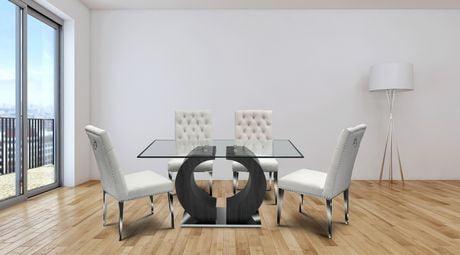 Click here for K-Living Jennifer Tempered Glass Top And Grey Vene... prices