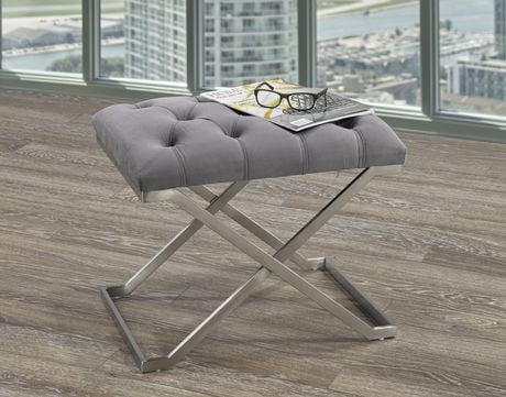 Click here for Brassex Inc Tufted Accent Bench  Grey Grey prices