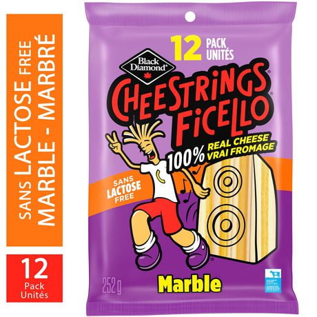 Black Diamond Cheestring Lactose Free Marble Cheese, 12 pack, 252g ...