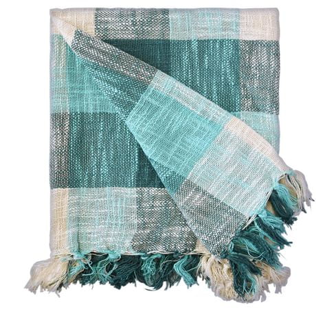 Click here for Fabstyles Novelty Check Cotton Throw With Fringe... prices