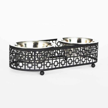 Click here for Robely Kubo Metal Double Pet Feeder Black Small prices