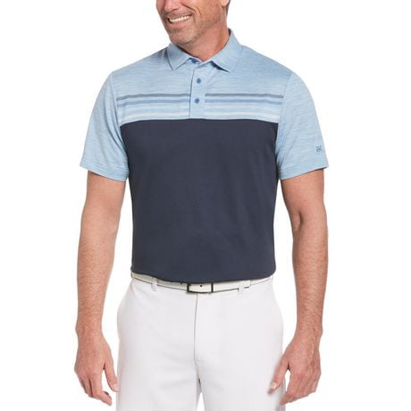 Click here for Bh Mens Short Sleeve Stripe Block Polo Shirt Navy... prices